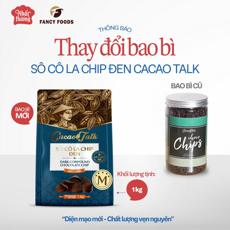 THÔNG BÁO: THAY ĐỔI BAO BÌ SẢN PHẨM SÔ CÔ LA CHIP ĐEN CACAO TALK